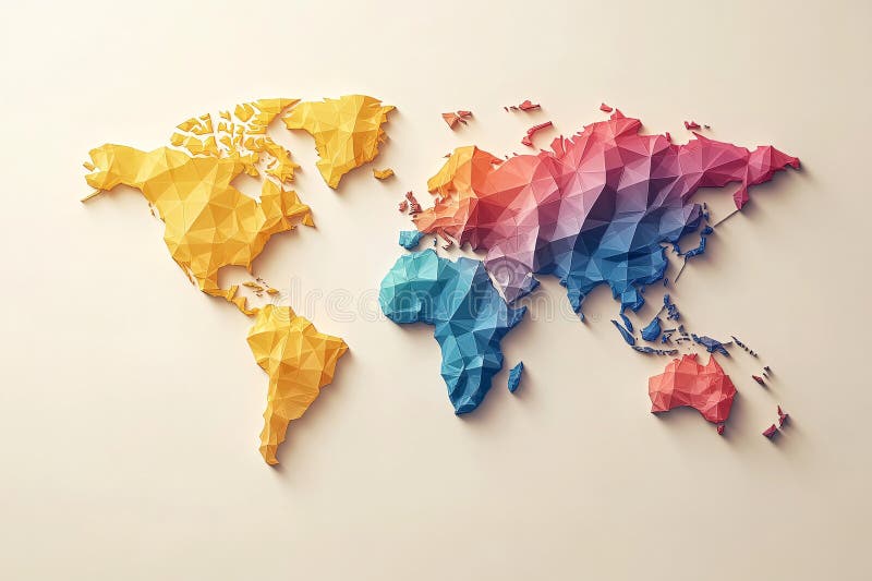 Low-Poly World Map stock photo. Image of geometric, unique - 373259400