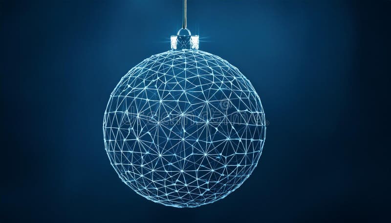 Low Polygon Christmas Ball Wireframe Mesh on Dark Blue Background Stock ...