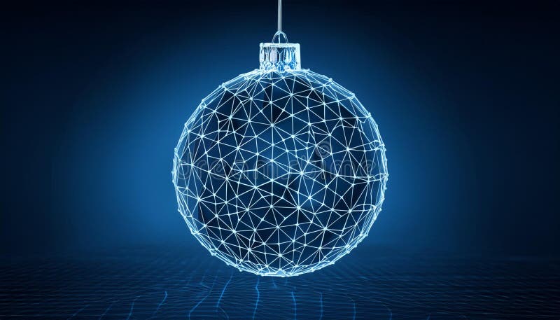 Low Polygon Christmas Ball Wireframe Mesh on Dark Blue Background Stock ...