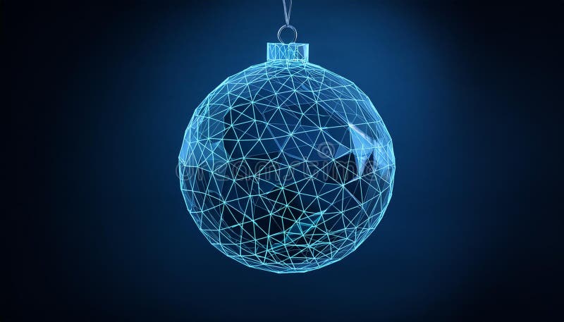 Low Polygon Christmas Ball Wireframe Mesh on Dark Blue Background Stock ...