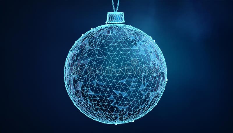 Low Polygon Christmas Ball Wireframe Mesh on Dark Blue Background Stock ...
