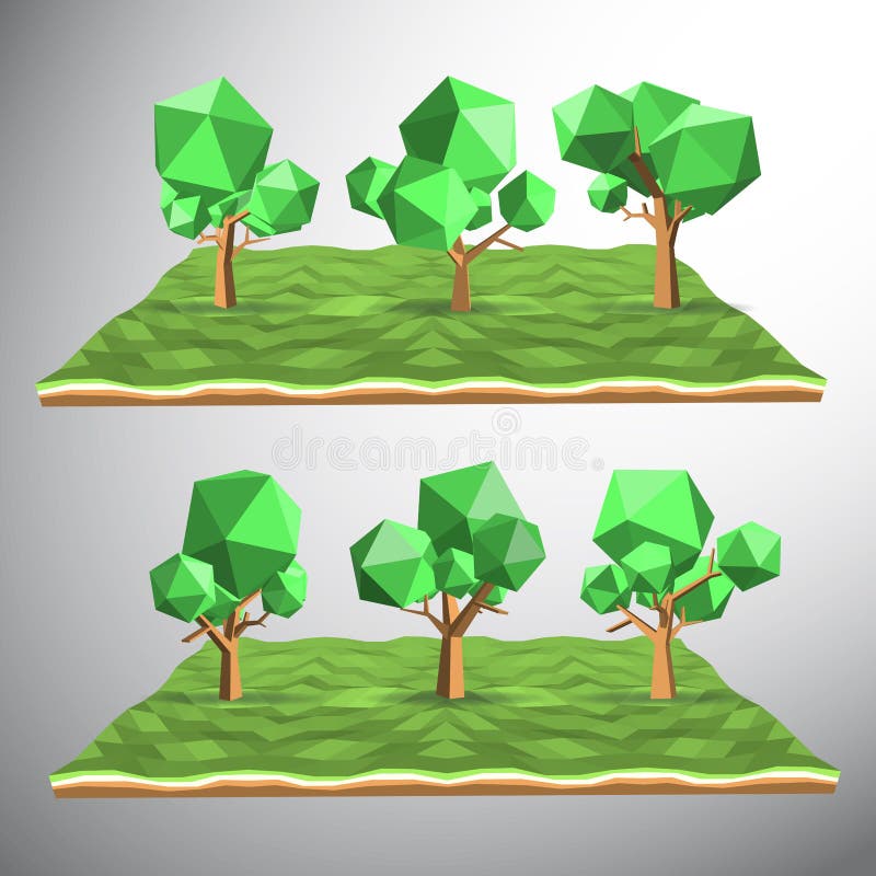Low Polygon 3D Tree on Land Stock Illustration - Illustration of ...