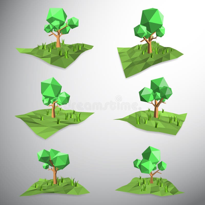 Low Polygon 3D Tree on Land Stock Illustration - Illustration of ...