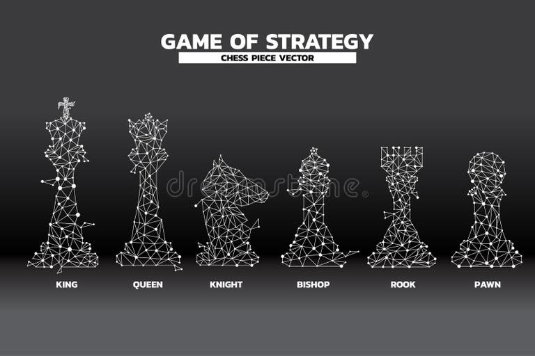 Low Polygon Dot Connected Line of Chess Piece Vector. Stock Vector ...