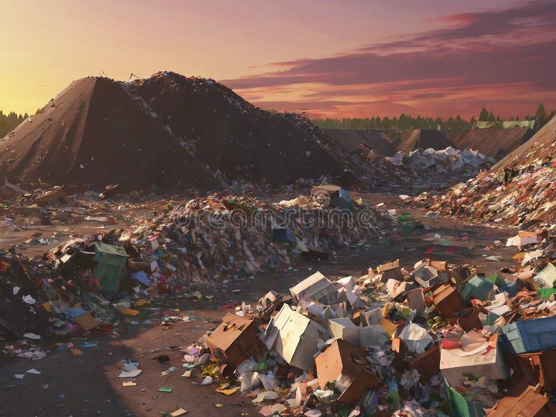 A Low Polygon Image of the Garbage Dump during a Beautiful Sunset ...