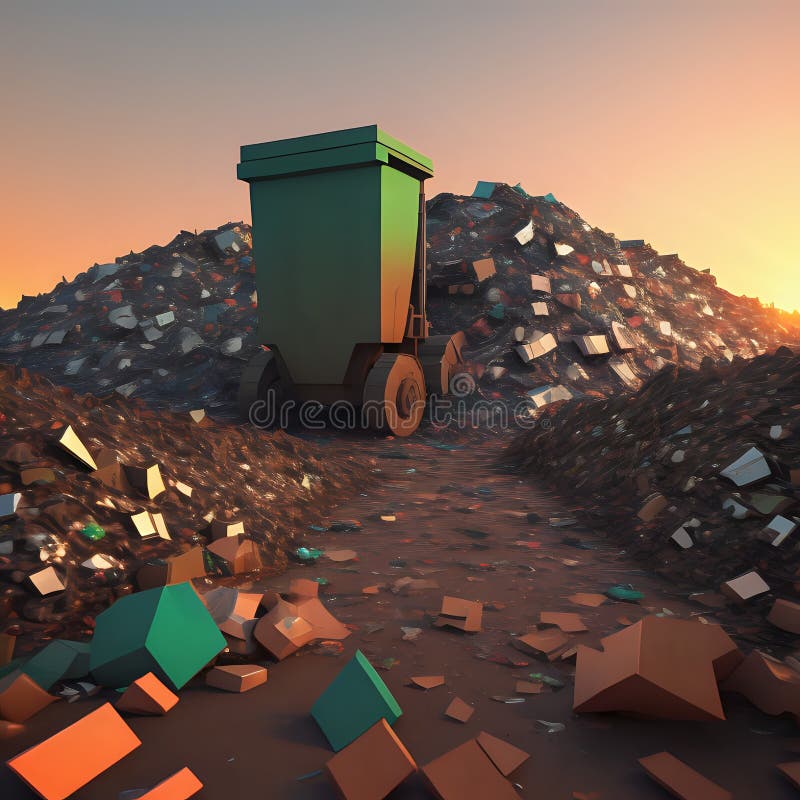 A Low Polygon Image of the Garbage Dump during a Beautiful Sunset ...