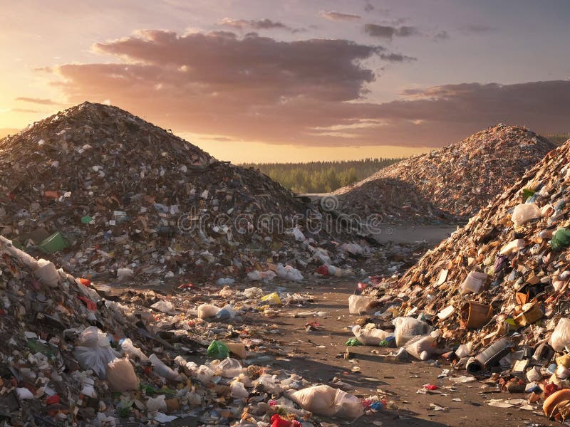 A Low Polygon Image of the Garbage Dump during a Beautiful Sunset ...