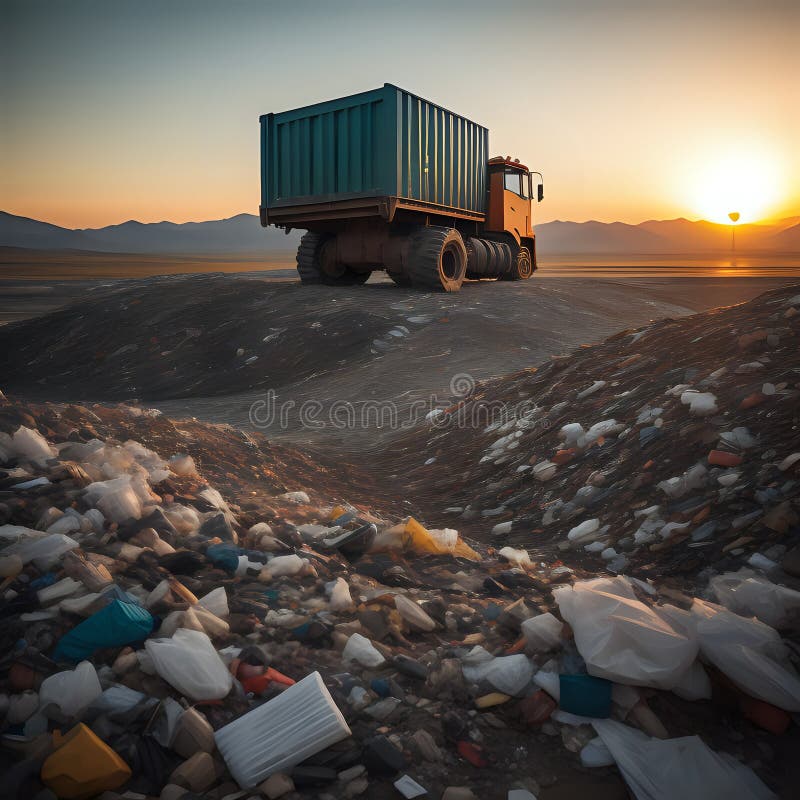 A Low Polygon Image of the Garbage Dump during a Beautiful Sunset ...