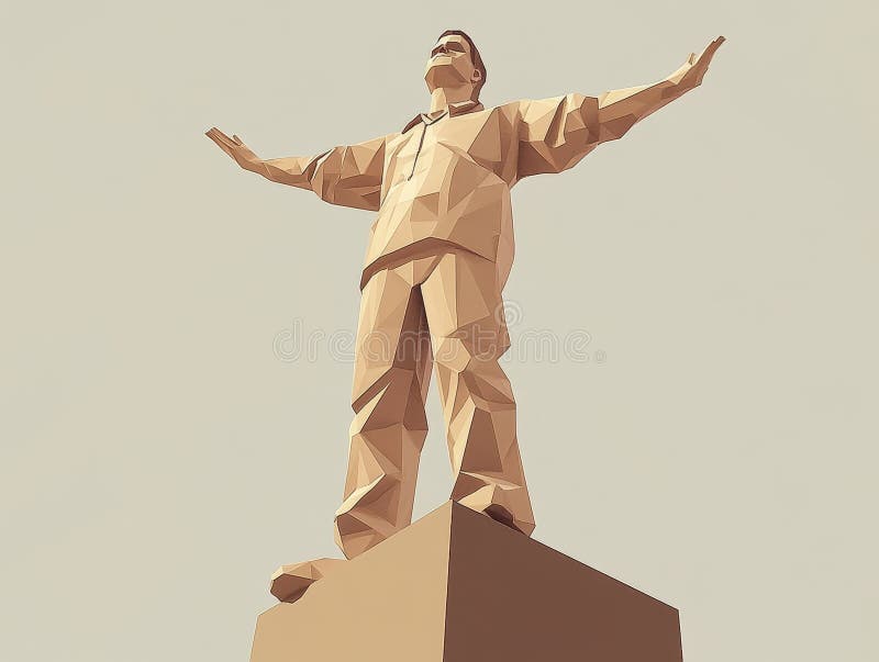 Low Polygon Man on the Top of the Mountain. Vector Illustration Stock ...