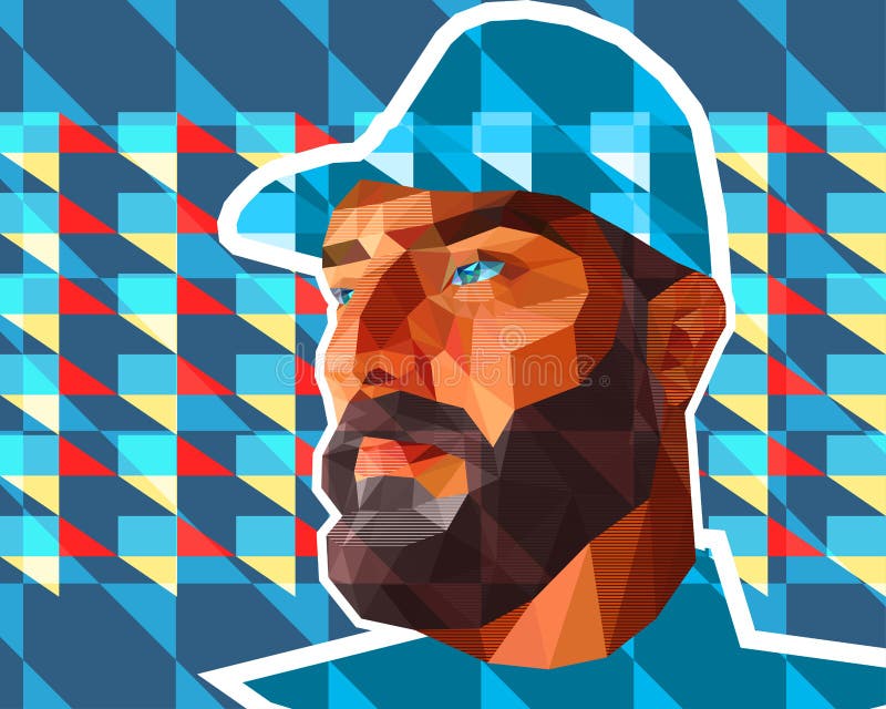 Low Polygon Masculine Man in a Cap Stock Vector - Illustration of ...