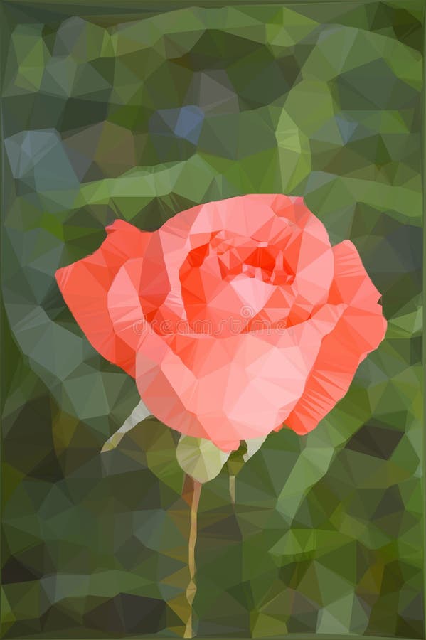 Low Polygon Red Rose Flower Stock Illustration - Illustration of flora ...