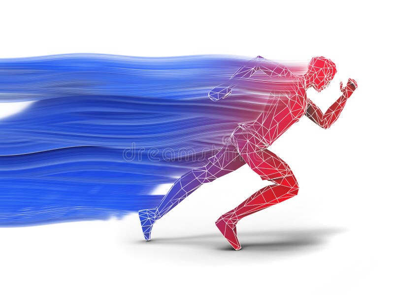 Low Polygon Running Man - Speed Motion Trail Stock Illustration ...
