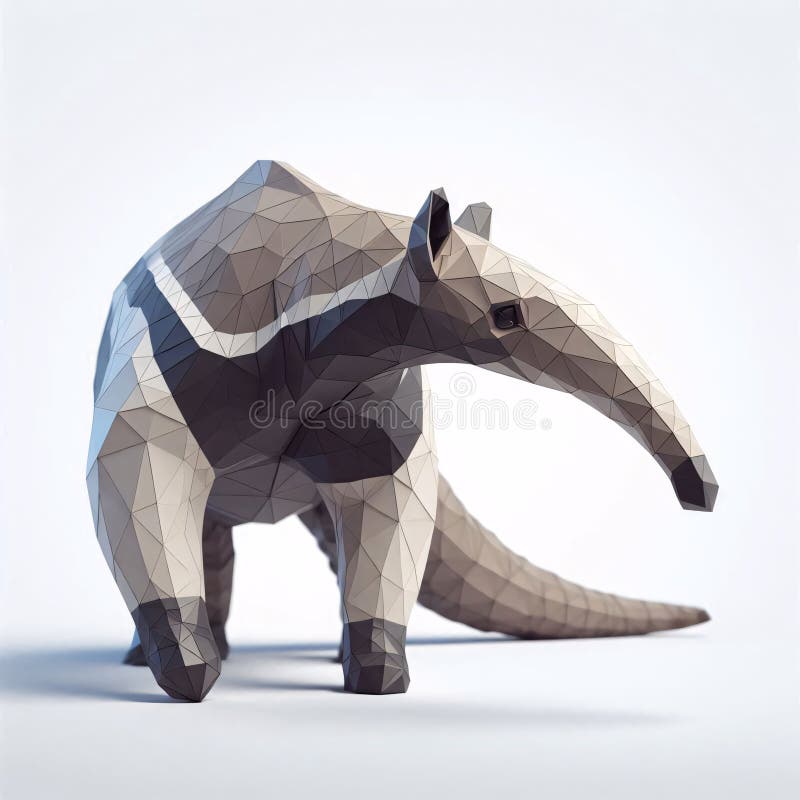 Low Polygon Style Illustrations of Ant Eater Animal on a White ...