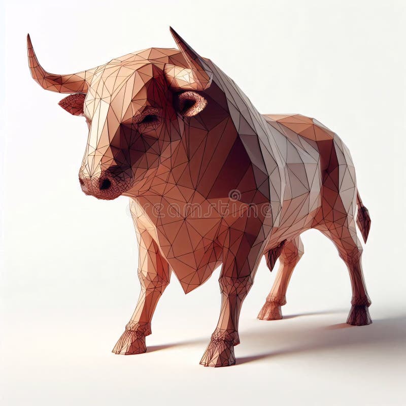 Low Polygon Style Illustrations of Bull Animal on a White Background ...