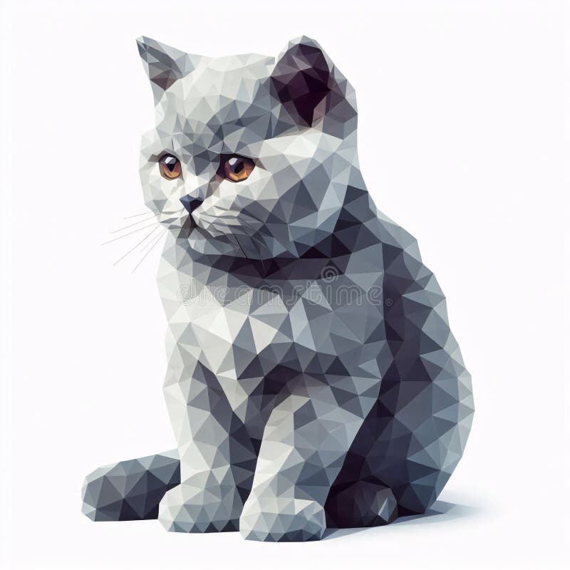 Low Polygon Style Illustrations of Cat Animal on a White Background ...