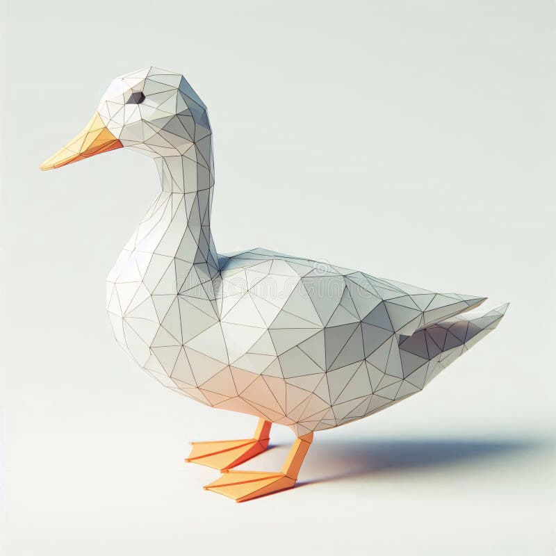 Low Polygon Style Illustrations of Duck Animal on a White Background ...