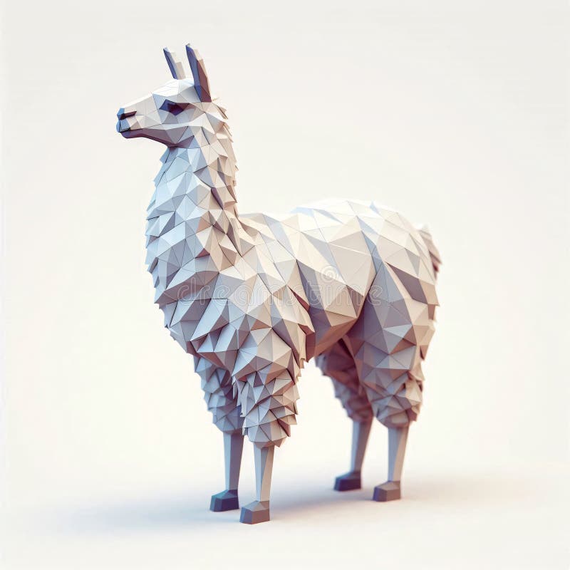 Low Polygon Style Illustrations of Lama Animal on a White Background ...