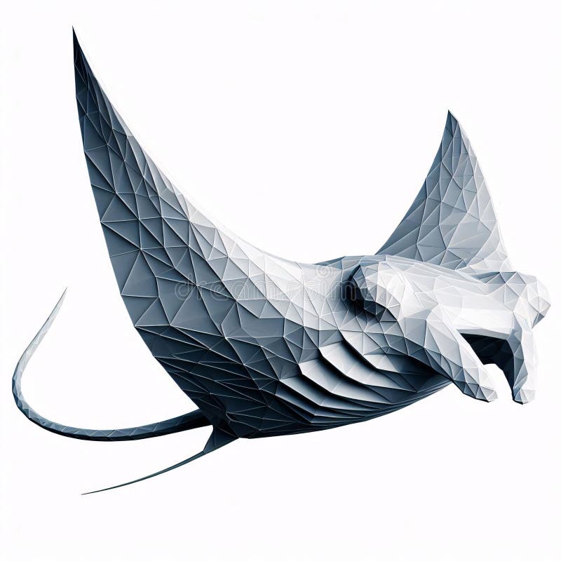 Low Polygon Style Illustrations of Manta Ray Animal on a White ...