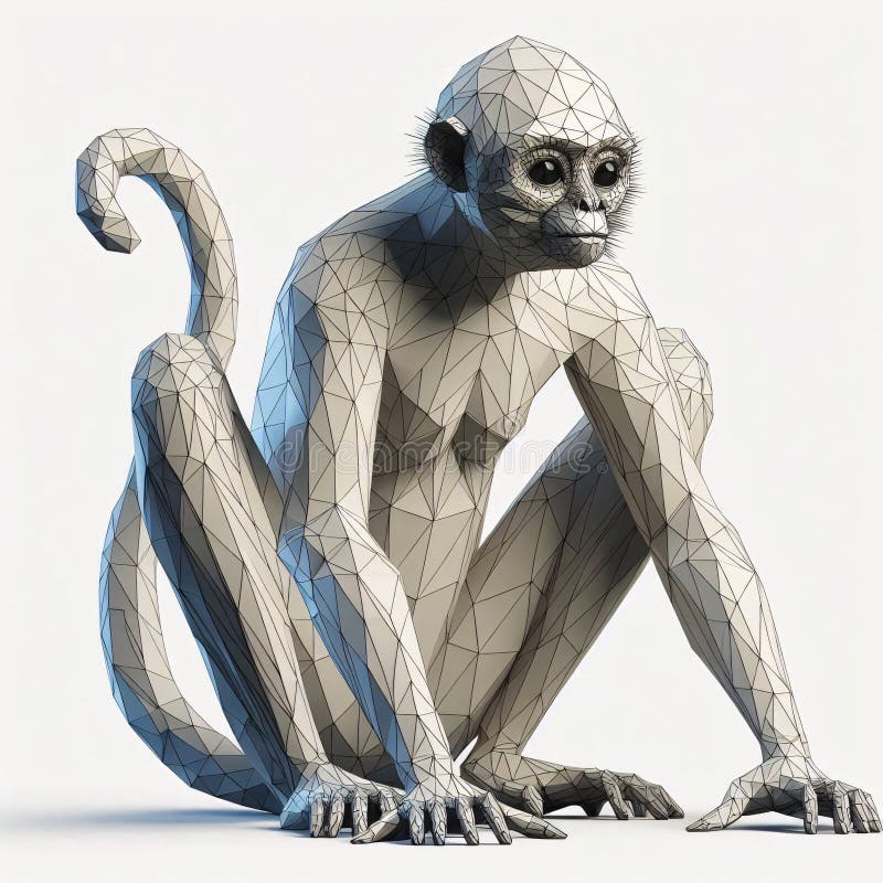 Low Polygon Style Illustrations of Monkey Animal on a White Background ...