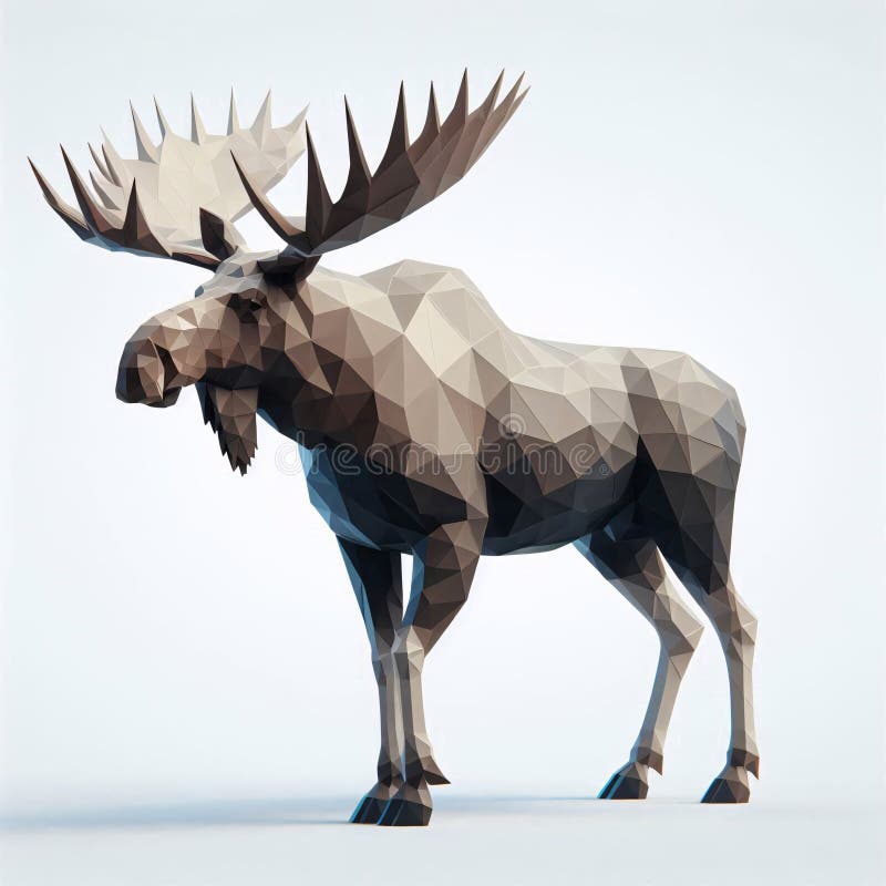 Low Polygon Style Illustrations of Moose Animal on a White Background ...