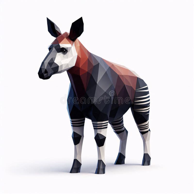 Low Polygon Style Illustrations of Okapi Animal on a White Background ...