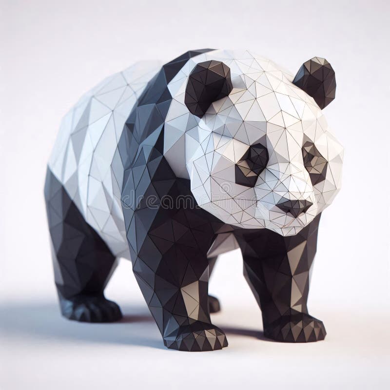 Low Polygon Style Illustrations of Panda Animal on a White Background ...
