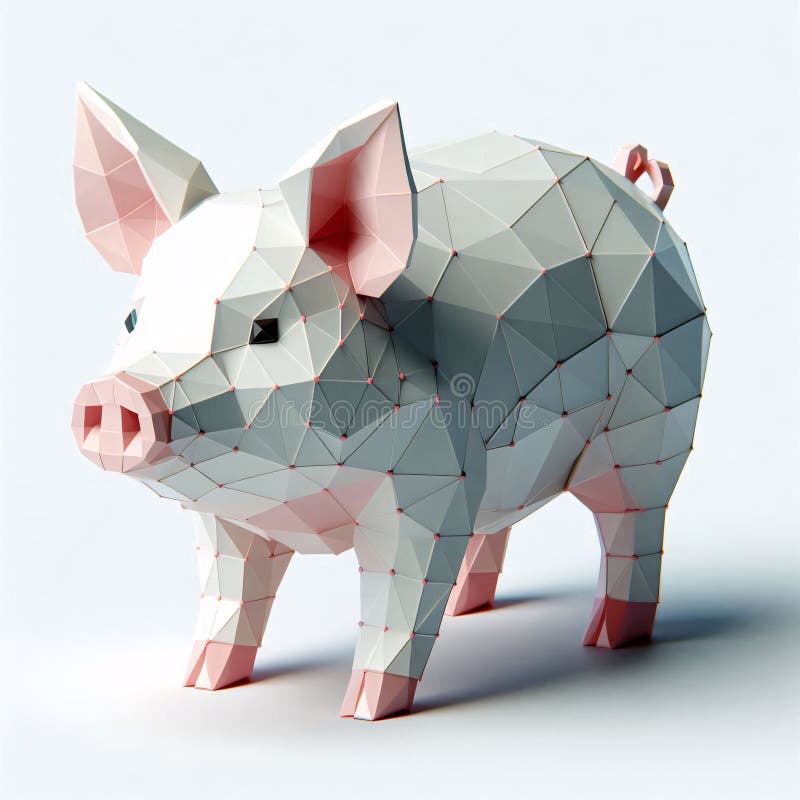 Low Polygon Style Illustrations of Pig Animal on a White Background ...