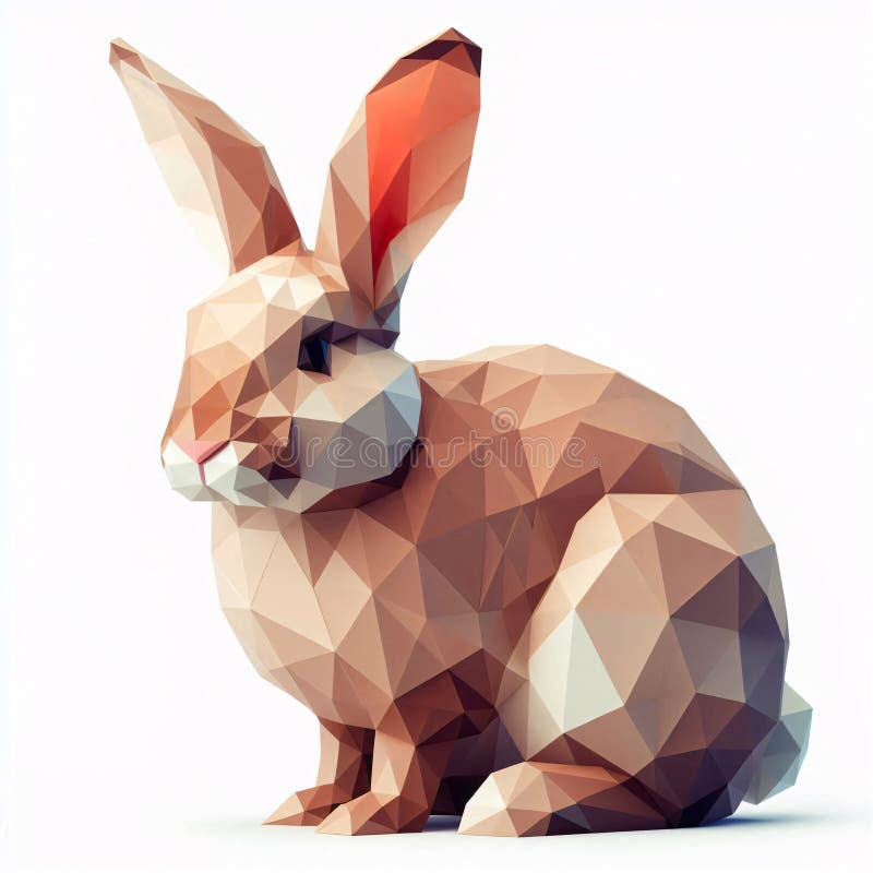 Low Polygon Style Illustrations of Rabbit Animal on a White Background ...