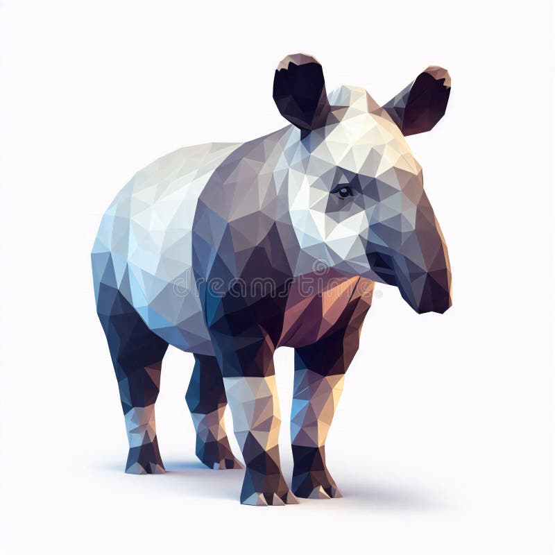 Low Polygon Style Illustrations of Tapir Animal on a White Background ...