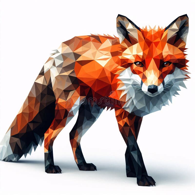 Low Polygon Style Illustrations of Fox Animal on a White Background ...