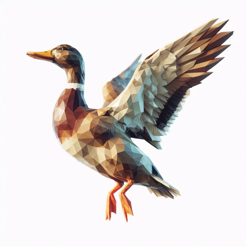 Low Polygon Style Illustrations of Duck Animal on a White Background ...