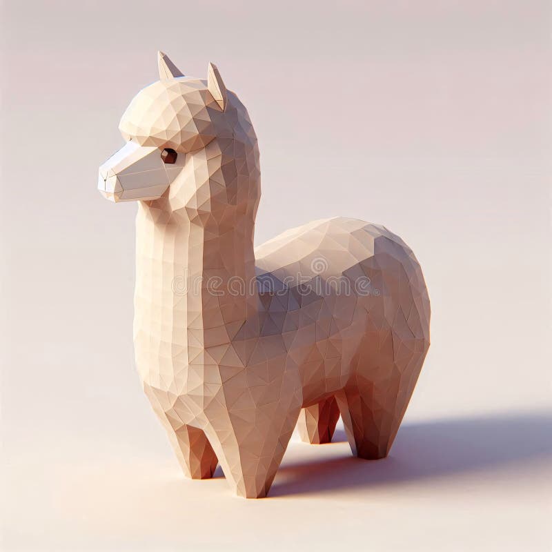 Low Polygon Style Illustrations of Lama Animal on a White Background ...