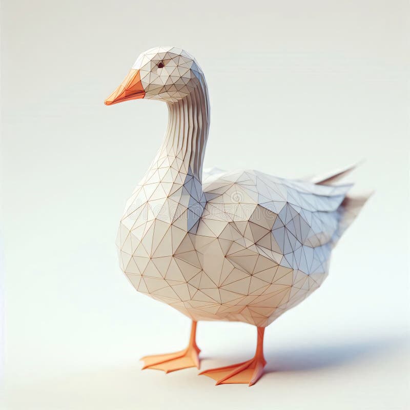 Low Polygon Style Illustrations of Goose Animal on a White Background ...