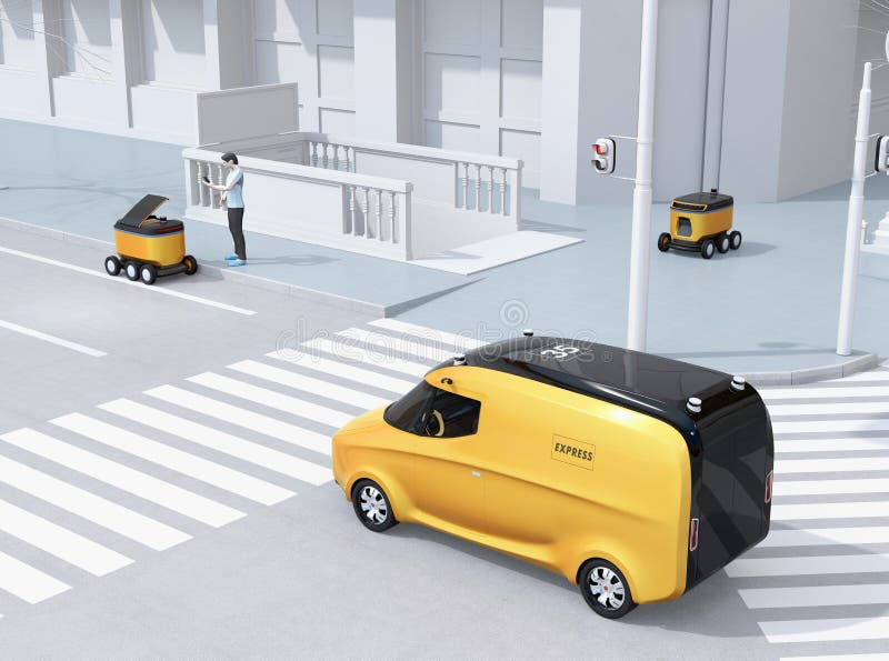 Low Polygon Style Man Using Smartphone Unlock and Pick Up Parcel from ...