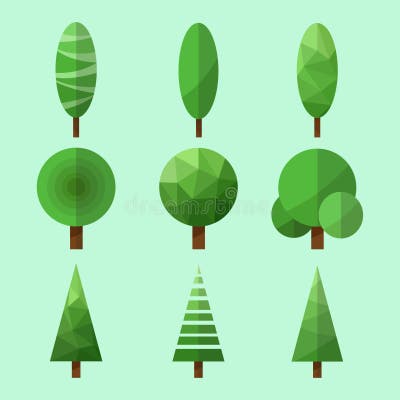 Low Polygon Tree Collection Stock Vector - Illustration of icon, garden ...