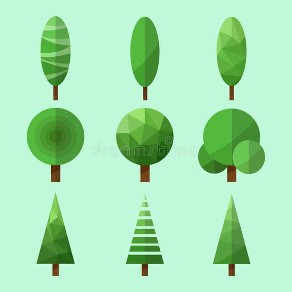 Low Polygon Tree Collection Stock Vector - Illustration of icon, garden ...