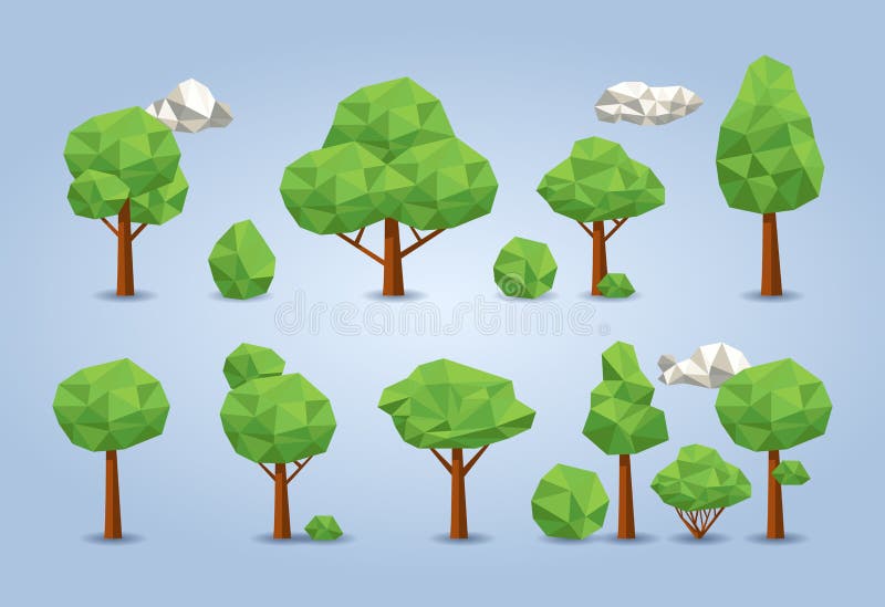 Low polygon trees set stock vector. Illustration of growth - 72903768