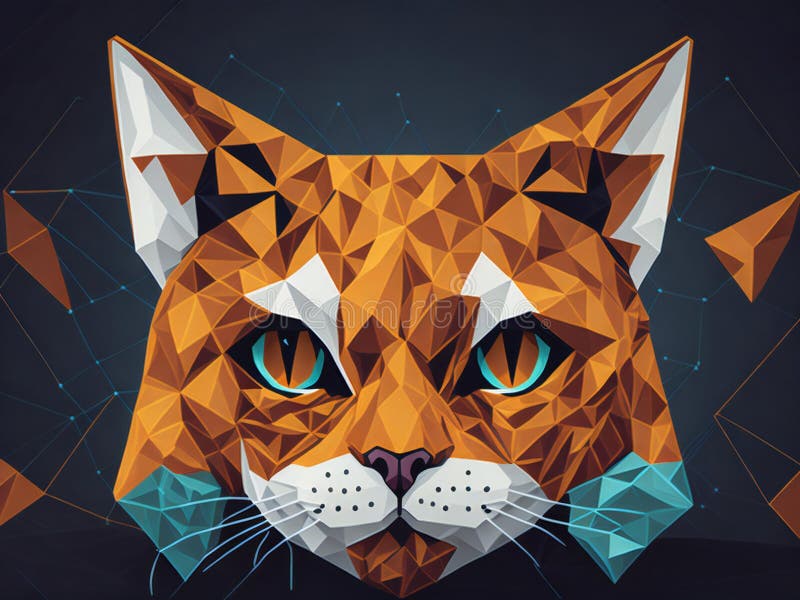 Polygon Universe Cat Head Stock Illustrations – 8 Polygon Universe Cat ...
