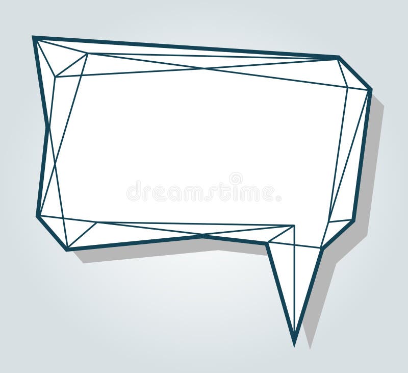 Low Polygon Vector Blue Speech Talk Balloon Bubble Blank Template Stock ...
