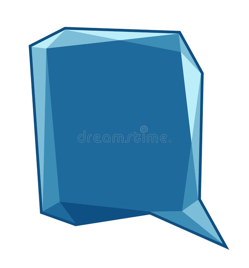 Low Polygon Vector Blue Speech Talk Balloon Bubble Blank Template Stock ...