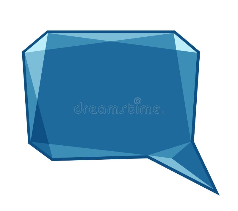 Low Polygon Vector Blue Speech Talk Balloon Bubble Blank Template Stock ...