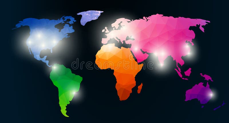 Low Polygonal Earth by Night Map Stock Vector - Illustration of space ...