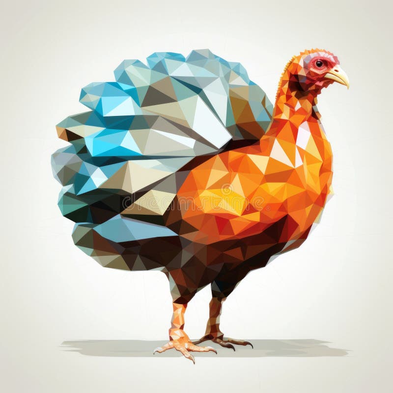 Low Polygonal Illustration of a Turkey on a White Background Stock ...