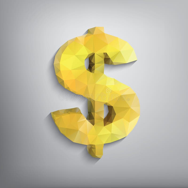 Low Polygonal Shape Golden Dollar Sign with Shadow Stock Vector ...