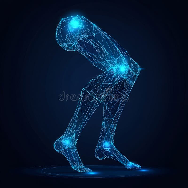 Low Polywireframe Illustration of a Human Knee. Solid Polygon Body ...