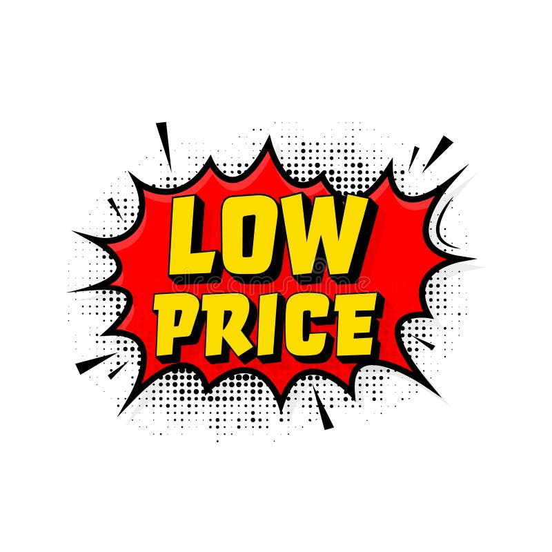 Low Price in Vintage Style. Cartoon Style Vector. Pop Art. Vector Text ...