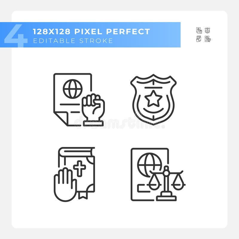 Low Protecting Human Rights Pixel Perfect Linear Icons Set Stock Vector ...