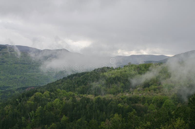 Low Rain Clouds Above Mountain Stock Image - Image of mountain, valley ...