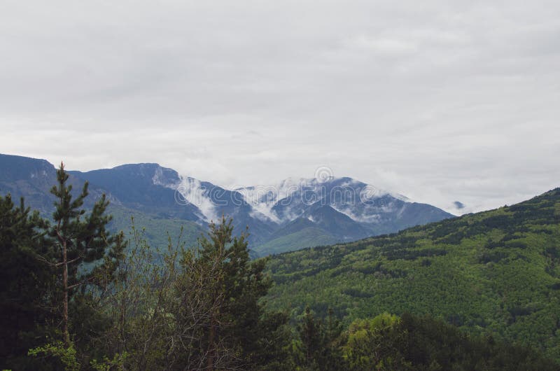 Low Rain Clouds Above Mountain Stock Image - Image of trees, natural ...