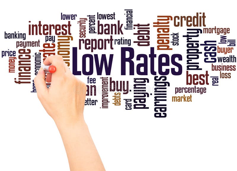 Low Rates Word Cloud Hand Writing Concept Stock Illustration ...